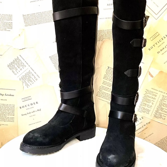 Free People | Shoes | Free People Tristie Buckle Boot Tall Suede 5 ...